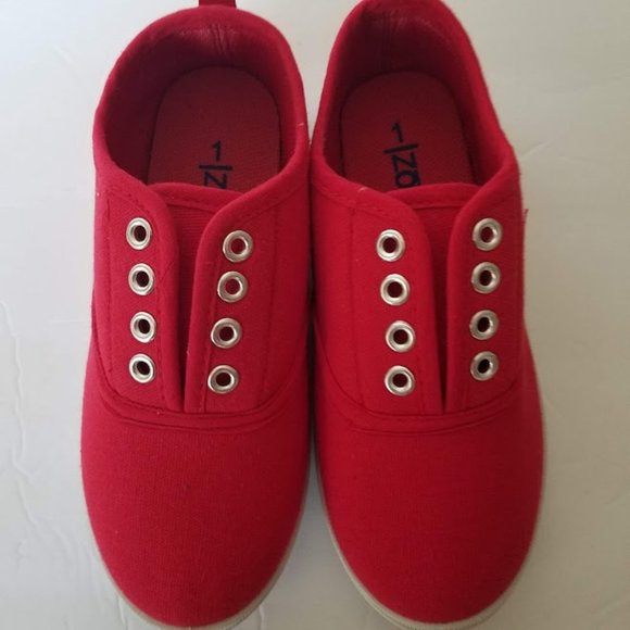 Zoogs | Shoes | Zoogs Girls Casual Shoes Red Canvas Slip On Flat ...